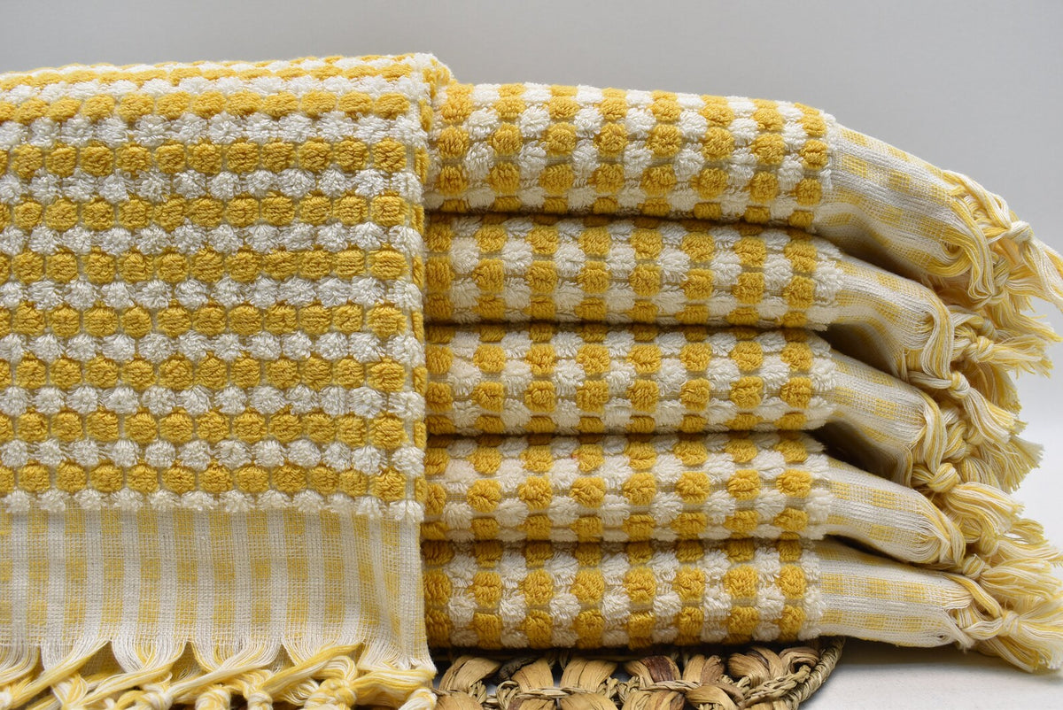 Bubble Mustard Terry Hand Towel – Turkish Cotton Towel | Basic Layers ...